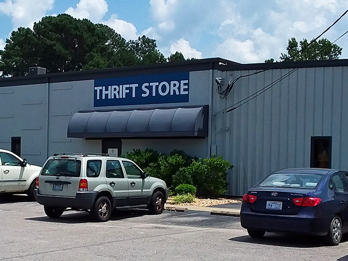 The unassuming exterior of JCI Thrift Store in Smithfield &ndash; proof that you should never judge a treasure chest by its metal siding.