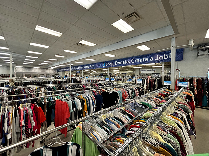 The unassuming exterior of Ohio Valley Goodwill hides a treasure trove within. Like a secondhand Narnia, this portal promises adventures in bargain hunting.