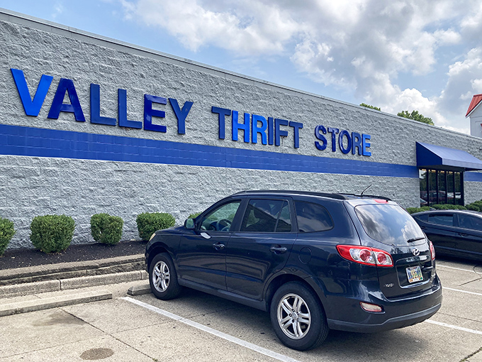 That distinctive blue and white exterior isn't just for show&mdash;it's your beacon to bargain paradise in Cincinnati.
