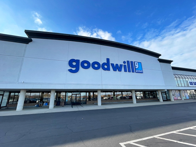 Another angle of this thrift paradise shows just how massive this operation is&mdash;like the Louvre of secondhand shopping, but with better prices.