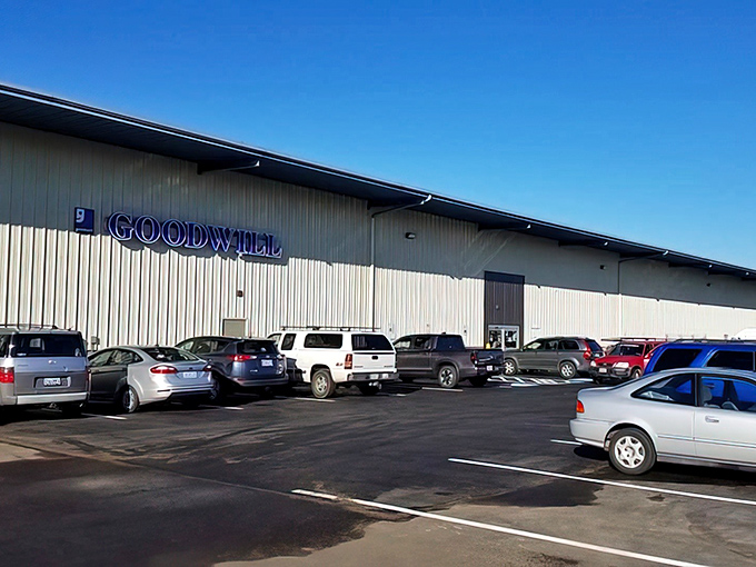 The mothership has landed. Medford's Goodwill As-Is Outlet promises treasure hunting at its most primal, with blue bins stretching as far as the eye can see.