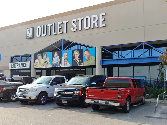 Inside this warehouse of wonders, blue bins stretch endlessly like a thrifter's field of dreams.