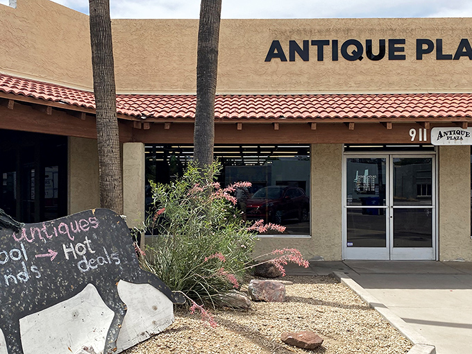 The unassuming exterior of Antique Plaza hides a universe of vintage treasures inside, like finding out Clark Kent is actually Superman.
