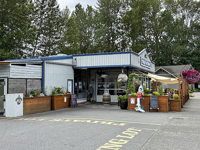 The unassuming blue exterior of Andy's Fish House in Snohomish hides seafood treasures worth every mile of your journey.