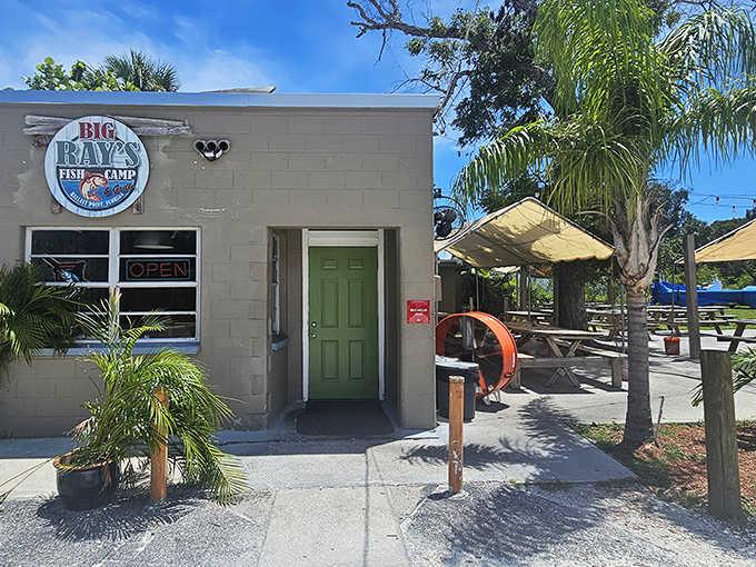 The unassuming exterior of Big Ray's Fish Camp proves once again that in Florida, the most magical seafood often hides behind the simplest facades.