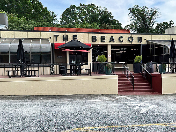 The Beacon's unassuming exterior belies the culinary treasures within. Those red steps have welcomed generations of Spartanburg residents seeking comfort food paradise.