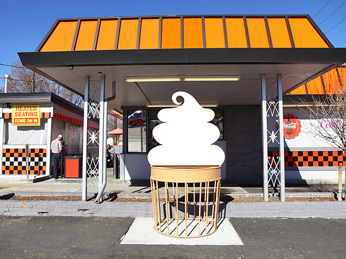 That giant ice cream cone sculpture isn't just decoration&mdash;it's a promise of sweet endings after your burger adventure at this beloved Boise landmark.
