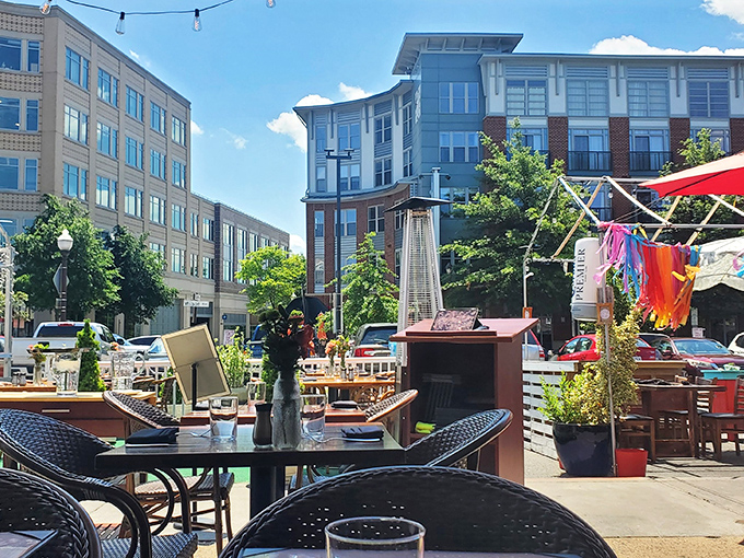 The urban oasis you didn't know you needed. Guerrera's outdoor seating area offers prime people-watching with your prime rib, all under the Virginia sky.