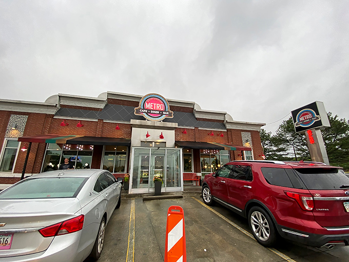 The brick-and-mortar promise of comfort food heaven. Metro Cafe Diner's exterior beckons with its retro-modern charm, like a culinary lighthouse guiding hungry souls home.