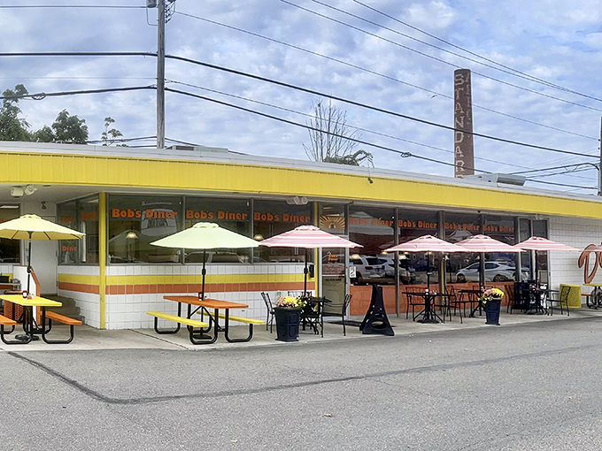 Bob's iconic storefront promises breakfast salvation with its cheery orange and yellow color scheme&mdash;like sunrise on a plate, but with more syrup.