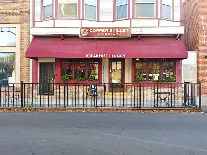 A street view that stops traffic&mdash;this crimson-awninged breakfast haven stands out among Martinez's downtown buildings like a beacon for hungry morning wanderers.