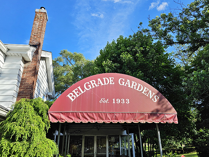 The iconic red awning of Belgrade Gardens has been welcoming hungry Ohioans since 1933, standing as a beacon of fried chicken perfection in Barberton.