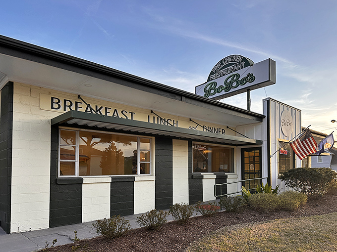 The unassuming exterior of BoBo's Fine Chicken stands like a beacon of culinary promise, its vintage sign a siren call to fried chicken aficionados everywhere.