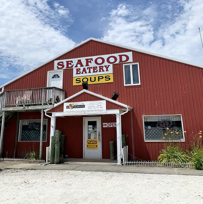 The bright red barn exterior of Beach to Bay isn't trying to be fancy&mdash;it's too busy housing some of Maryland's finest seafood treasures. 