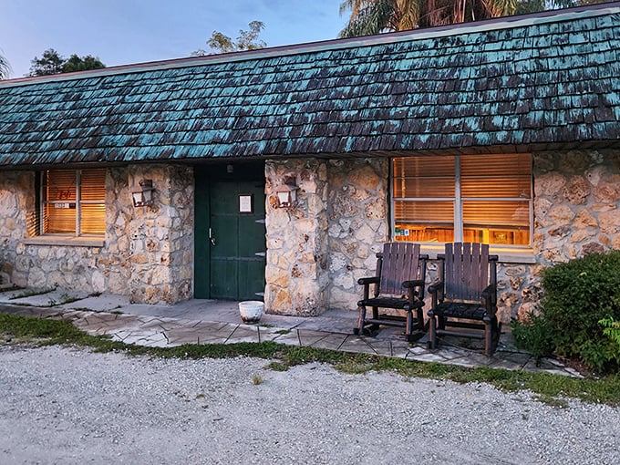 The stone facade and weathered green roof aren't trying to impress anyone&mdash;they're too busy housing some of Florida's most spectacular prime rib.