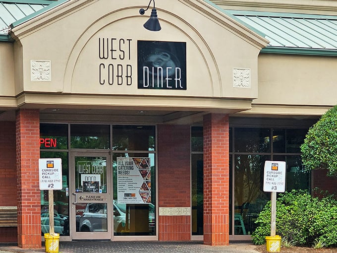 The unassuming exterior of West Cobb Diner hides culinary treasures within, like finding a diamond in a strip mall setting.