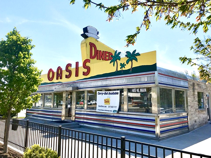 That sunshine-yellow facade isn't just a building&mdash;it's a time machine disguised as a diner, beckoning hungry travelers with the promise of comfort food paradise.