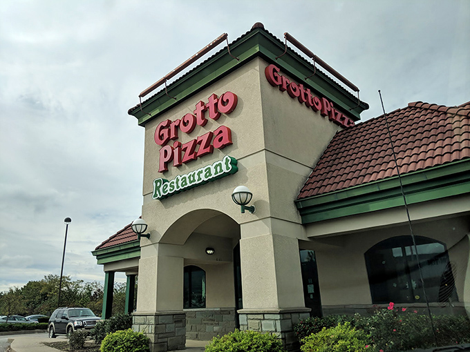 Another angle of Grotto's welcoming facade, where countless Pennsylvania appetites have been satisfied. The landscaping hints at the care taken with everything inside.