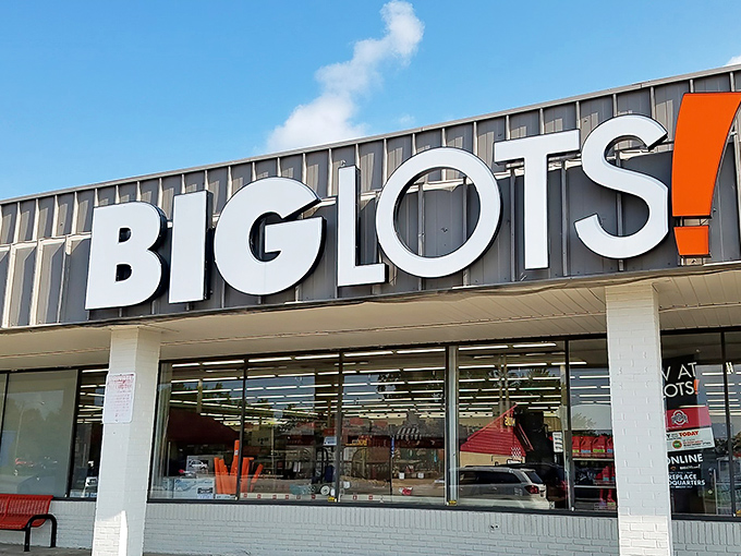 The iconic orange exclamation point beckons like a friendly neighbor waving you over to share hot deals on seasonal decorations you never knew you needed.