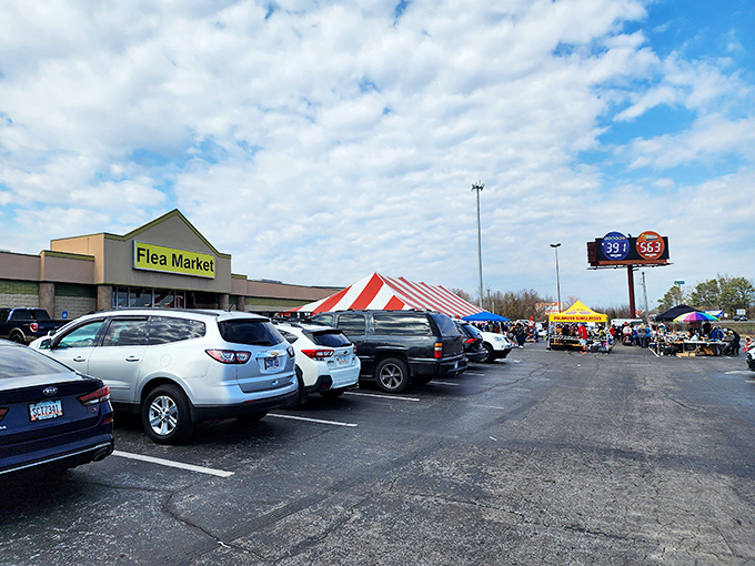 The entrance to treasure-hunting paradise. Under those Georgia skies, the I-75 Flea Market beckons with promises of undiscovered gems and weekend adventures.