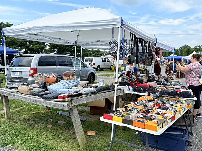 Treasure hunting begins under white canopies where everyday objects transform into must-have discoveries. One person's castoffs become another's conversation pieces.