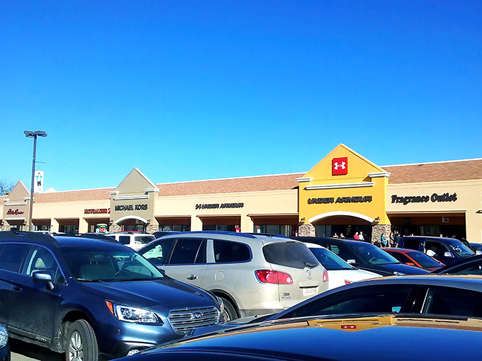 The retail promised land awaits! Birch Run Premium Outlets stretches as far as the eye can see, a shopper's marathon in the making.