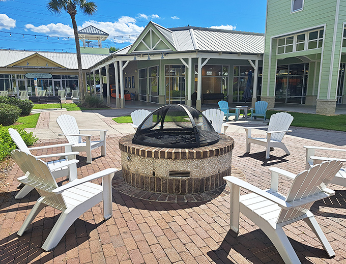 Coastal charm meets retail therapy at Tanger Outlets' outdoor spaces. Those Adirondack chairs around the fire pit aren't just for show&mdash;they're strategic resting spots for between-store marathons.
