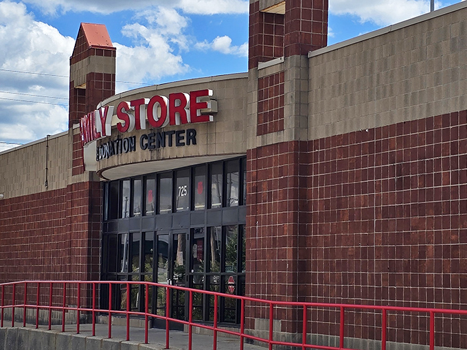 The iconic red brick facade and bold signage promise treasure hunting adventures that'll have you texting friends: "You won't believe what I just found!"
