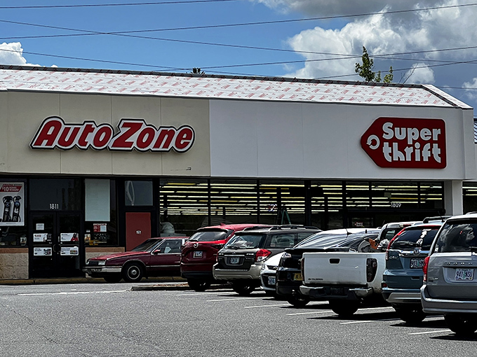 SuperThrift shares its storefront with AutoZone, proving that whether you're hunting for car parts or vintage treasures, this corner of Oregon City delivers.