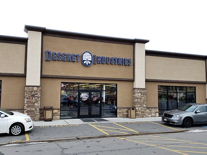 With its beige walls and bright blue sign, this enormous Utah thrift store invites shoppers in for hidden treasures.
