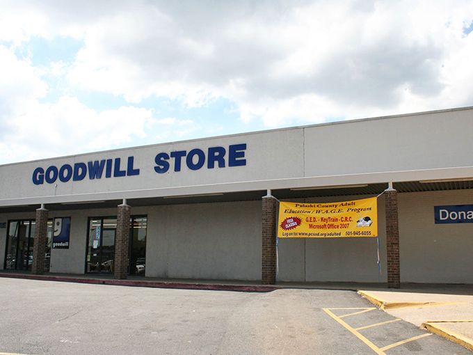 The unassuming exterior hides a treasure trove within. Like finding a five-star restaurant in a strip mall, this Goodwill promises adventures in thrifting.