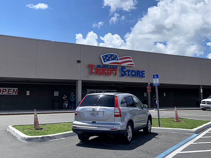 The unassuming exterior hides a universe of treasures within, like finding a Michelin-starred restaurant in a gas station. Thrift nirvana awaits!