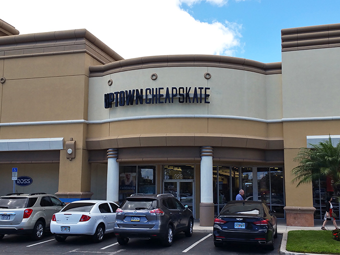 The unassuming storefront of Uptown Cheapskate belies the fashion wonderland waiting inside. Like finding a gourmet meal at a gas station&mdash;appearances can be deliciously deceiving.