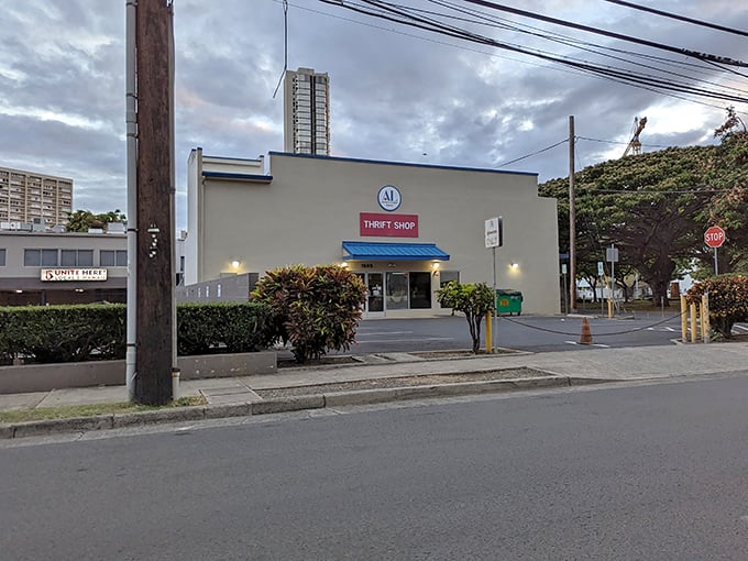 The unassuming exterior of Assistance League of Hawaii Thrift Shop hides a wonderland of treasures waiting to be discovered inside.