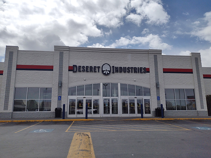 Another view of the impressive Deseret Industries storefront, where countless treasures await behind those automatic doors.