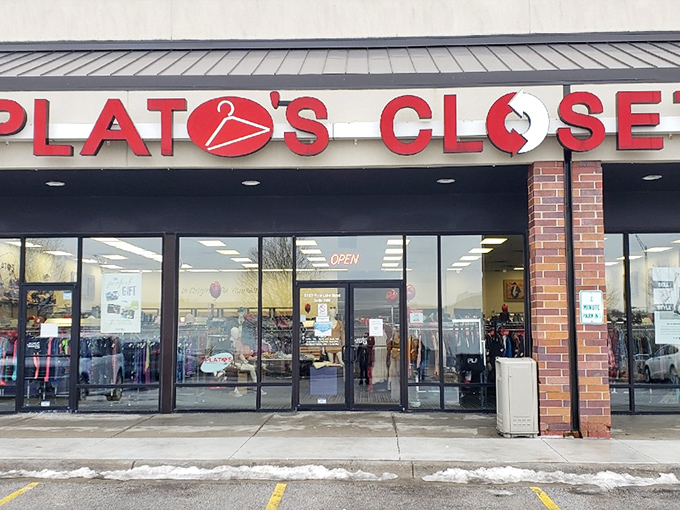 The iconic red signage of Plato's Closet in Lincoln beckons like a lighthouse for the fashion-savvy bargain hunter. Treasure awaits inside!