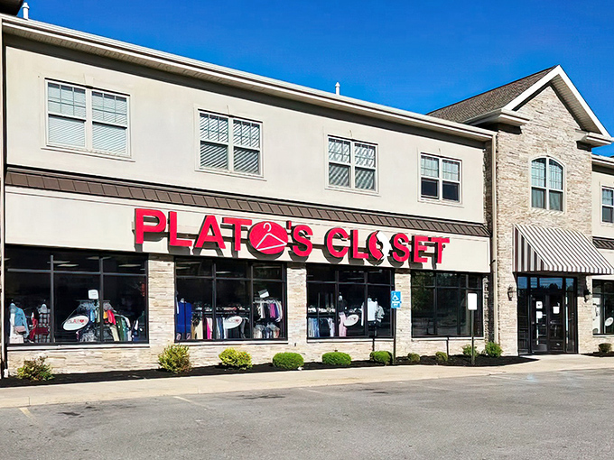 The stone-faced storefront of Plato's Closet in Amherst might look unassuming, but inside lies a fashion treasure trove that'll make your wallet sing with joy.