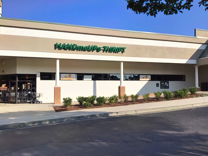 The unassuming exterior of HandmeUPs Thrift belies the treasure trove within&mdash;like finding a Rolex in your uncle's old sock drawer.