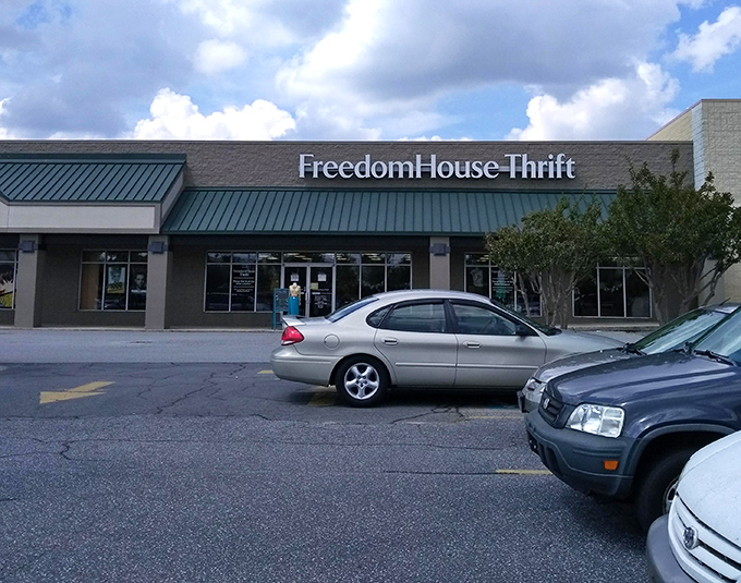 The unassuming storefront of Freedom House Thrift belies the treasure trove waiting inside. Like a TARDIS of secondhand finds, it's bigger on the inside.