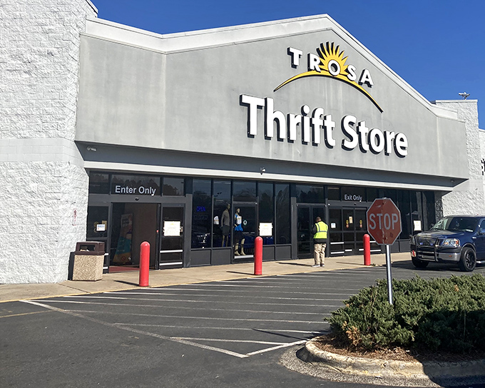 The unassuming exterior of TROSA Thrift Store in Durham &ndash; where treasure hunters begin their quest for secondhand gold.