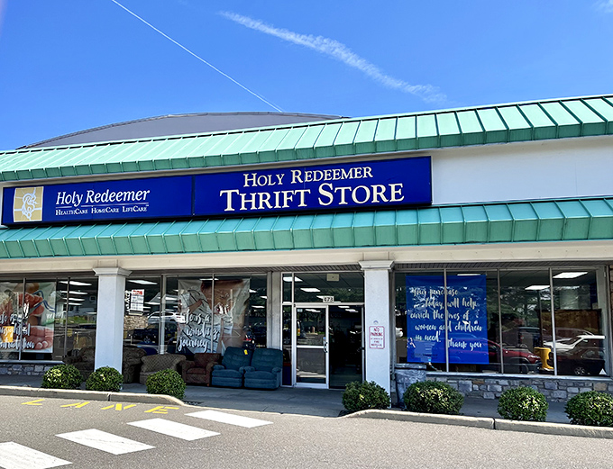 The distinctive green-roofed Holy Redeemer Thrift Shop stands like a bargain beacon in Warminster, promising treasures that won't break your budget.
