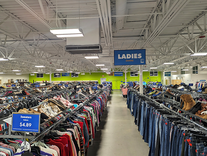Welcome to the treasure hunter's paradise! Rows of neatly organized clothing stretch before you, with sweaters priced at just $4.89&mdash;less than your morning latte.
