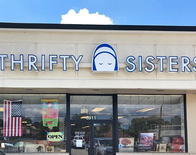 The unassuming storefront of Thrifty Sisters belies the wonderland of bargains waiting inside. Like finding a secret portal to affordable retail therapy.