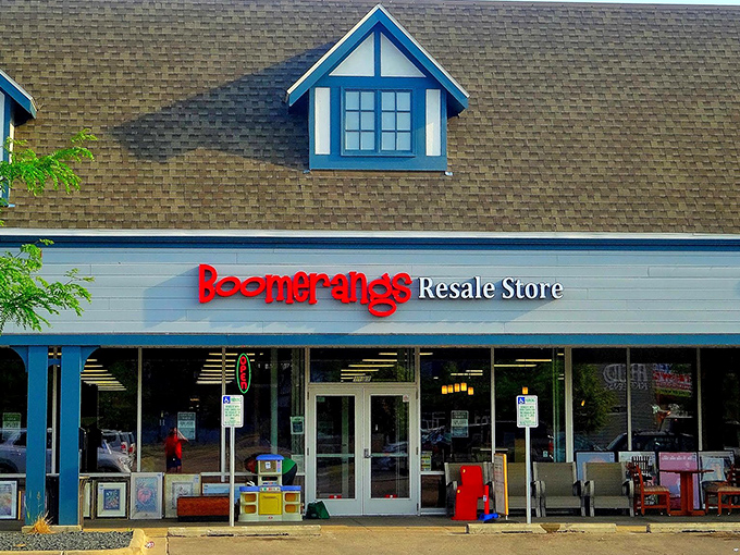 Architectural charm meets bargain hunter's paradise at this Madison location, where the distinctive blue trim frames windows to wonderland of pre-loved treasures.