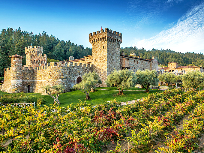 Stone towers rising from vineyards &ndash; because someone decided Napa needed its own Game of Thrones set.