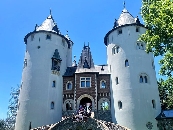 In a close-up view, Castle Gwynn&rsquo;s white towers rise with timeless elegance, looking as though they were lifted straight from the pages of a fairy tale storybook.