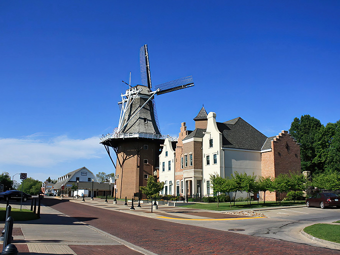 The Vermeer Windmill stands tall against the Iowa sky, a slice of Holland that didn't require a passport.
