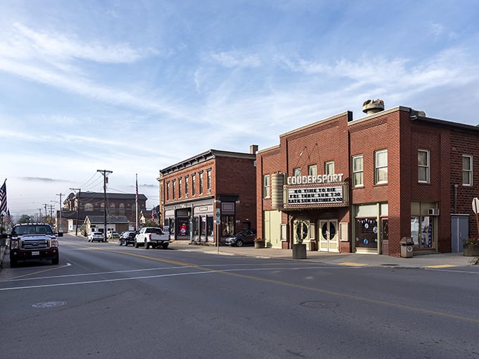 Main Street Coudersport &ndash; where brick buildings stand proudly. Small-town America at its picturesque best.