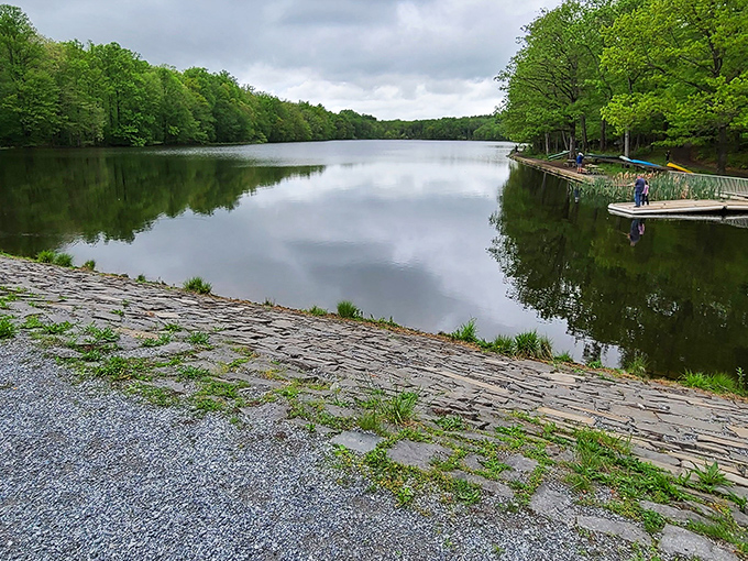 Mirror-like waters reflect autumn's masterpiece at French Creek State Park. Nature's own IMAX experience, minus the overpriced popcorn.