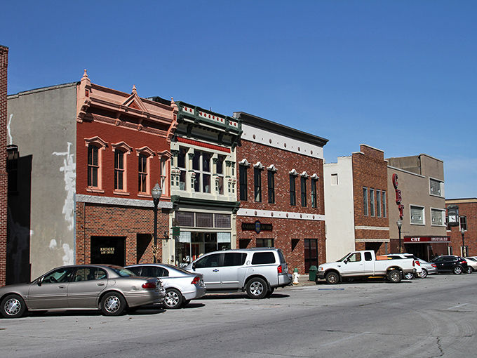 Historic brick facades line Neosho's downtown, where time seems to slow down just enough to appreciate the architectural details that modern buildings rarely bother with.